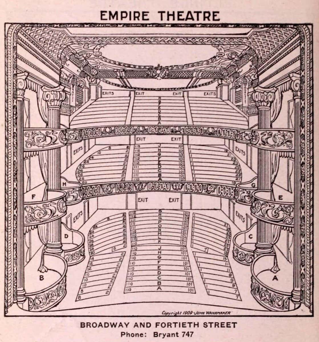 Vintage seating charts for famous old Broadway theatres in New York ...