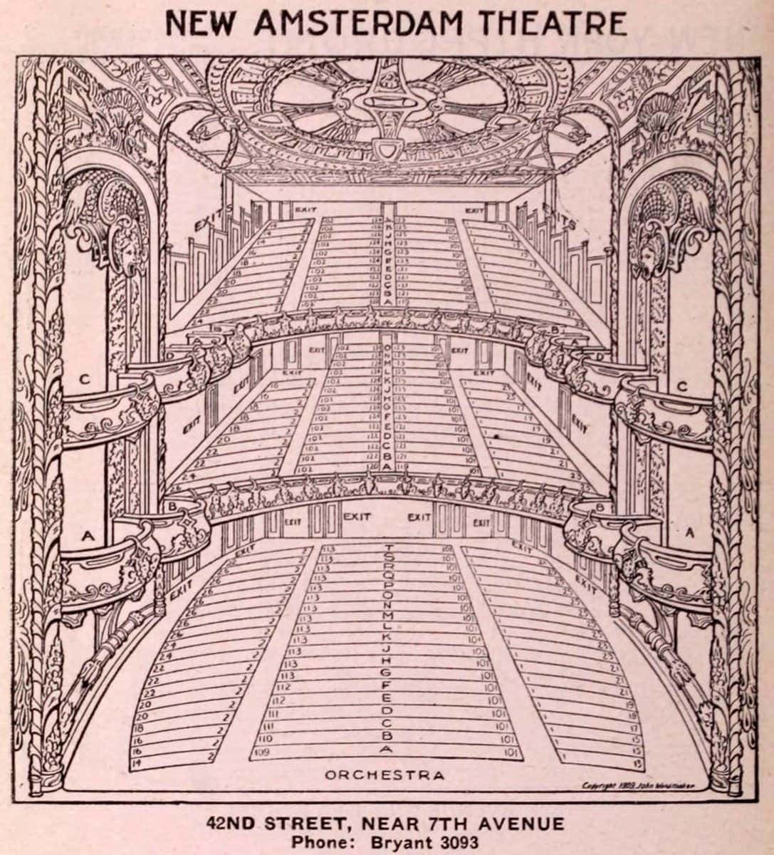 Vintage seating charts for famous old Broadway theatres in New York ...