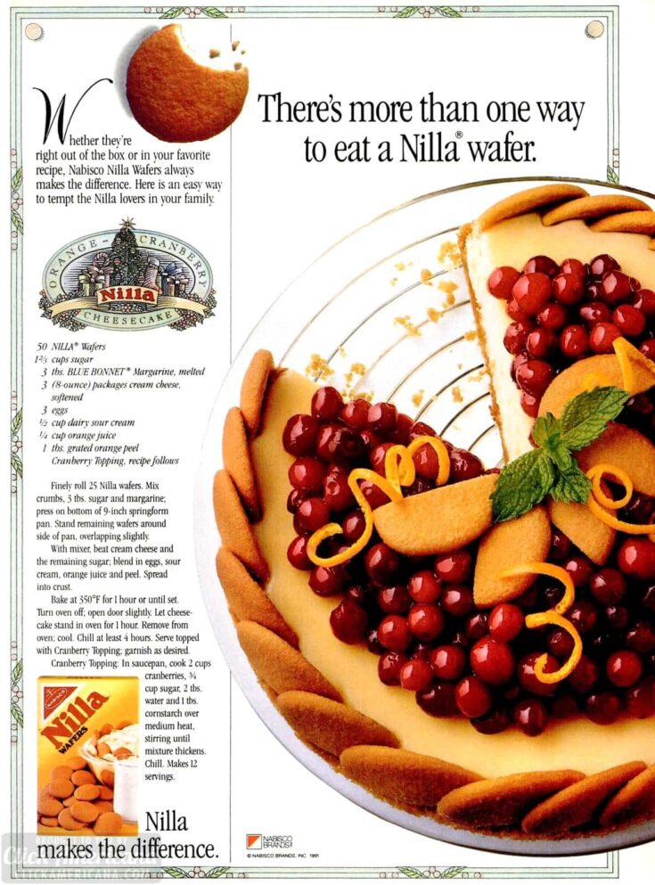 Nilla wafer cranberry cheesecake: A beautiful holiday dessert (1994 ...