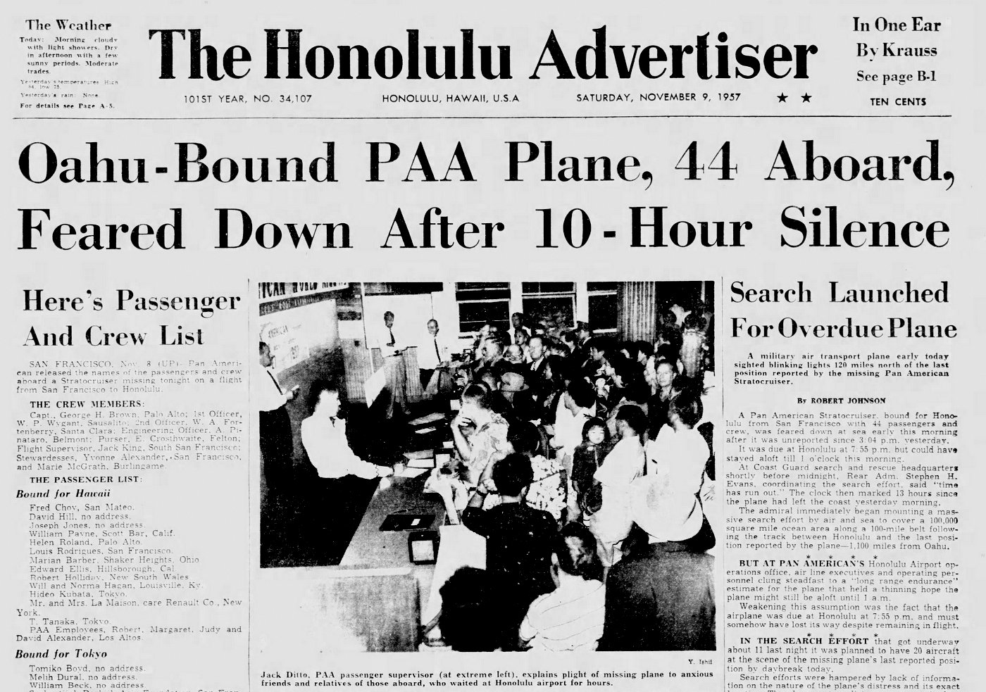 Hawaii-bound plane crashed into the ocean in 1957, killing 44 - and we ...