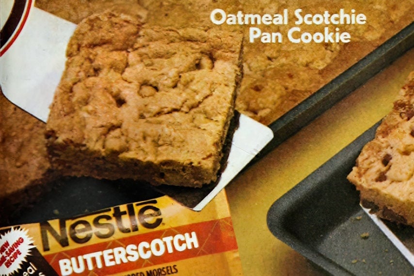Oatmeal Scotchie bar cookies recipe from 1982 - Click Americana