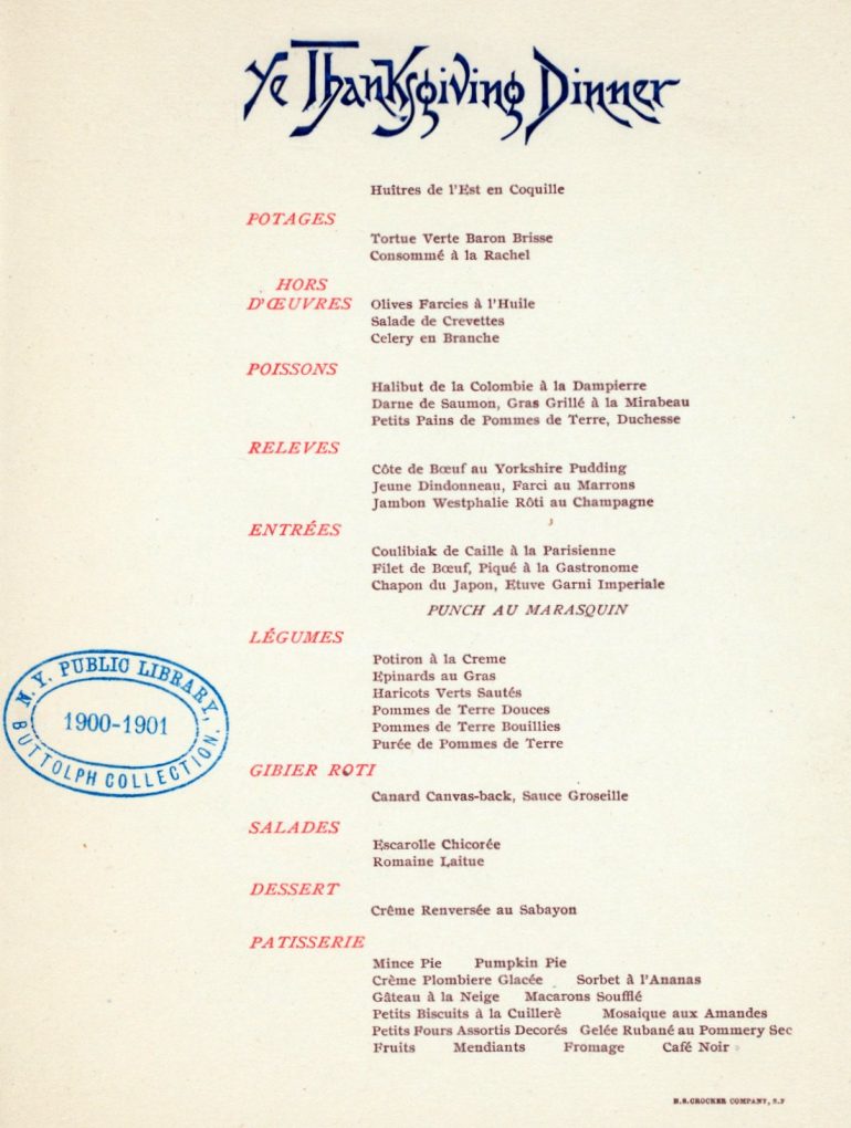 What a vintage Thanksgiving menu looked like before canned cranberry ...
