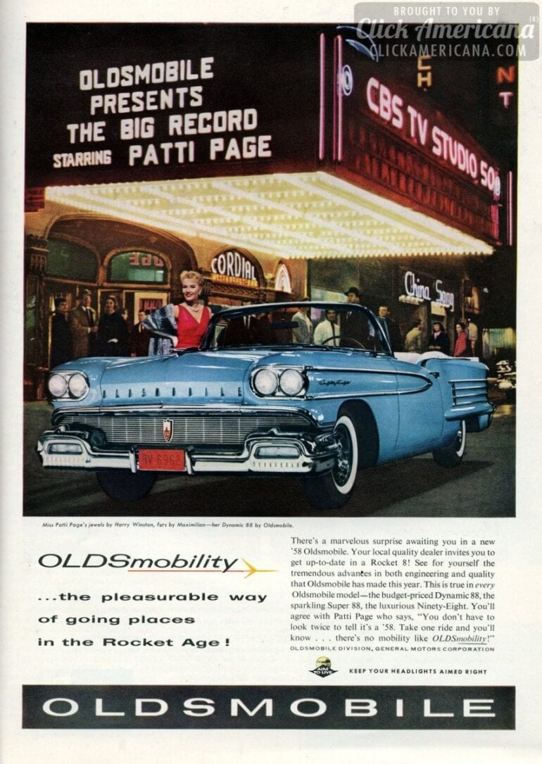 What style of car was hip in the fifties? See the 1958 Oldsmobile's ...