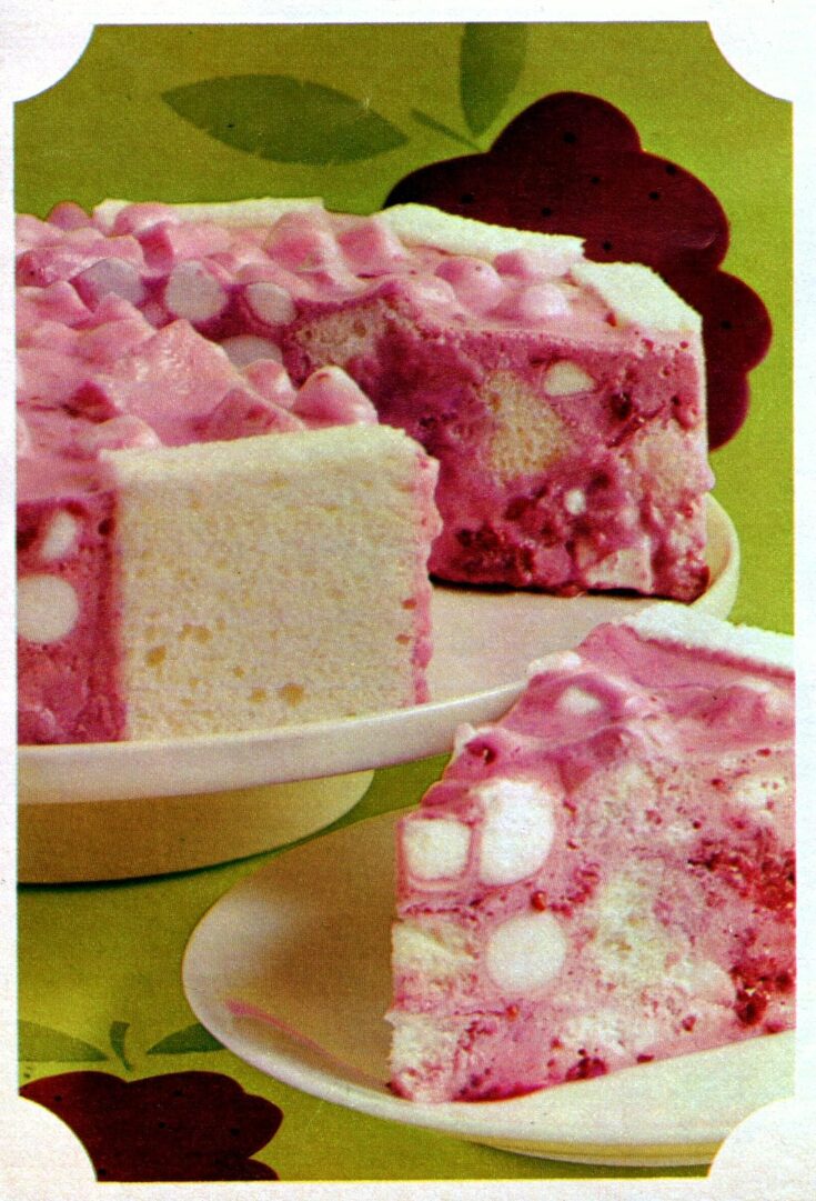 Pink raspberry-angel food dessert (1970) - Click Americana