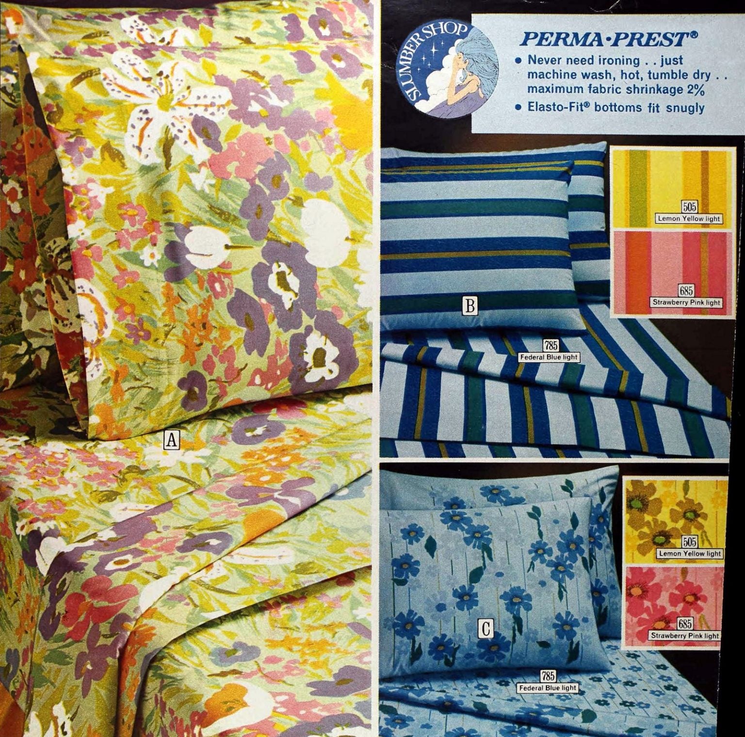 Retro 1970s sheet sets with bright & bold colors and bonus flower power ...