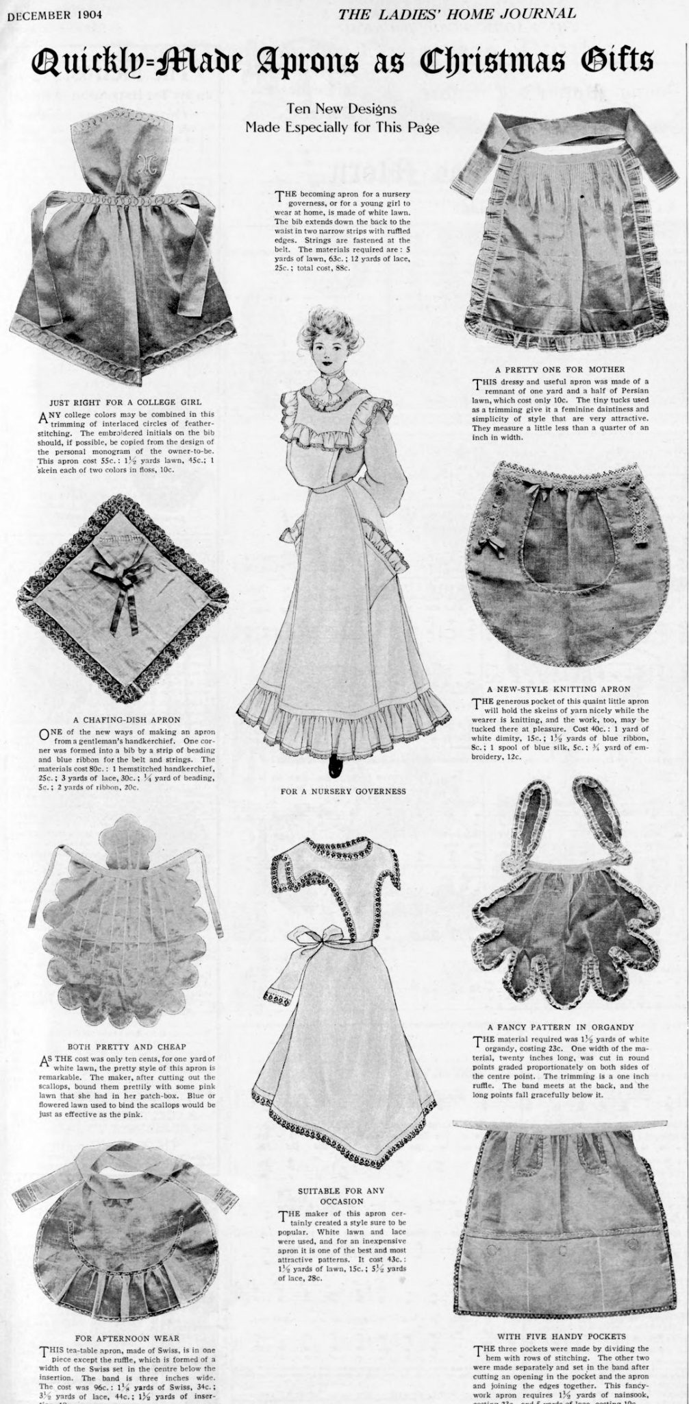 See pretty antique apron styles from 100+ years ago - Click Americana
