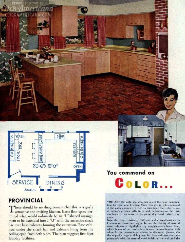 9 colorful mid-century kitchen remodels & retro floorplans from 1954 ...