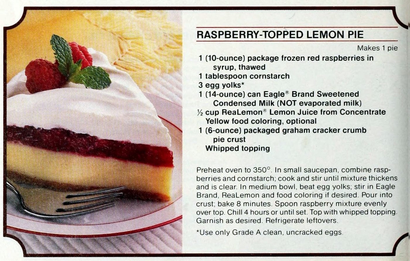 Raspberry-topped lemon pie (1988) - Click Americana