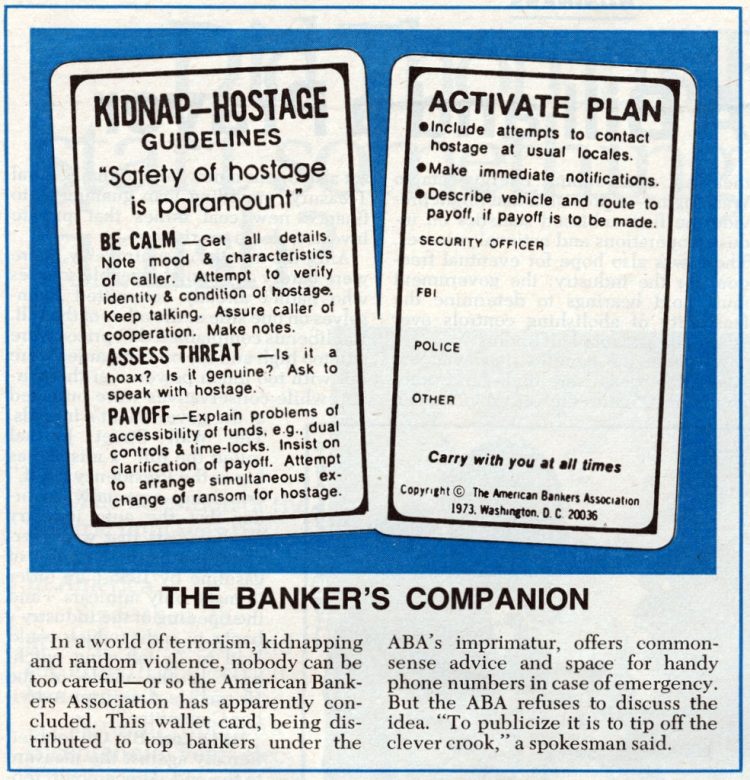 True crime: Real kidnap-hostage guidelines from the 1970s - Click Americana