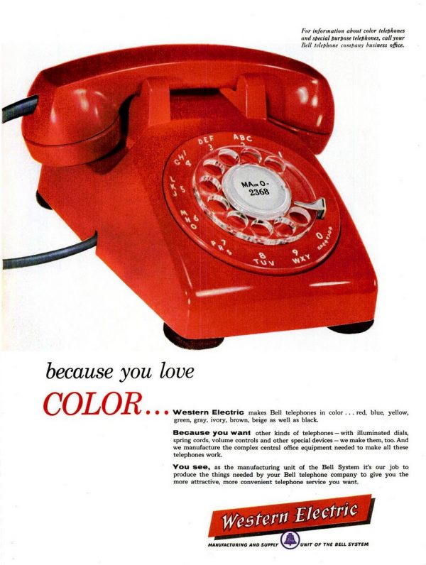 Vintage 1950s dial & touch-tone phones came in lots of decorator colors ...