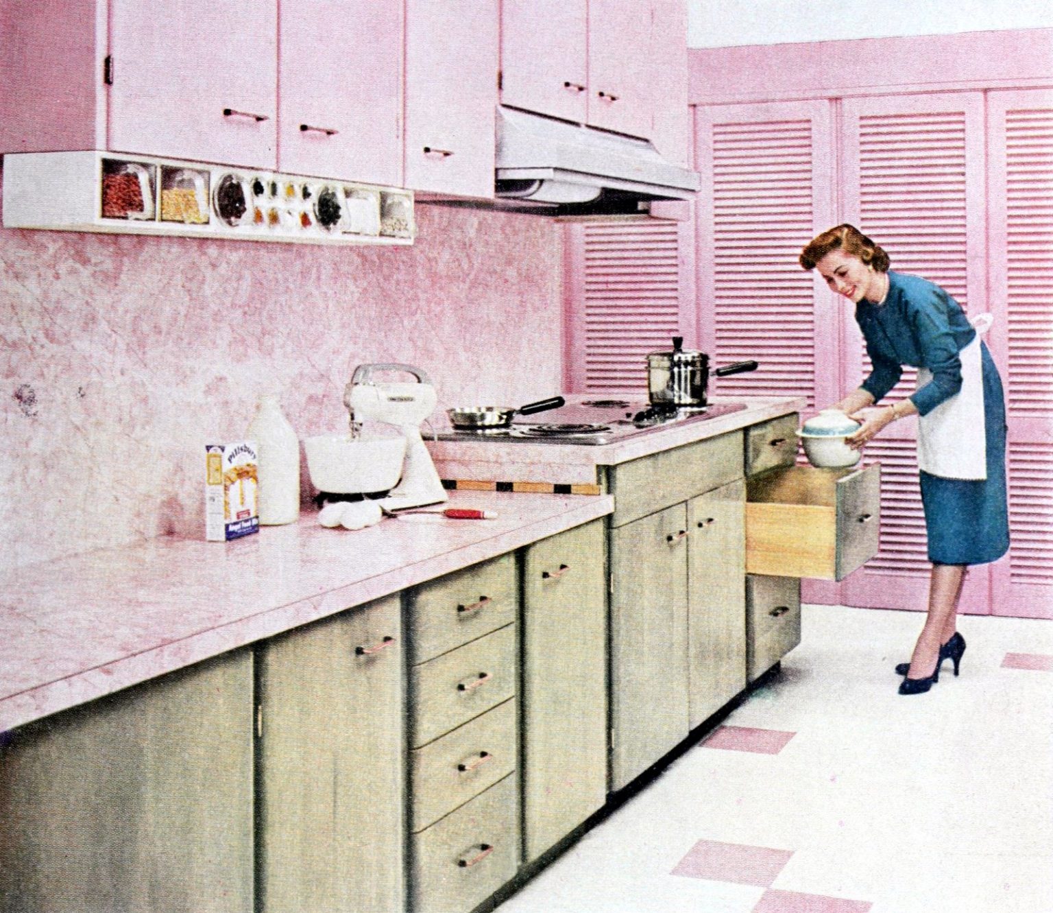 The mid century modern kitchen: These pink kitchens from the 1950s are ...