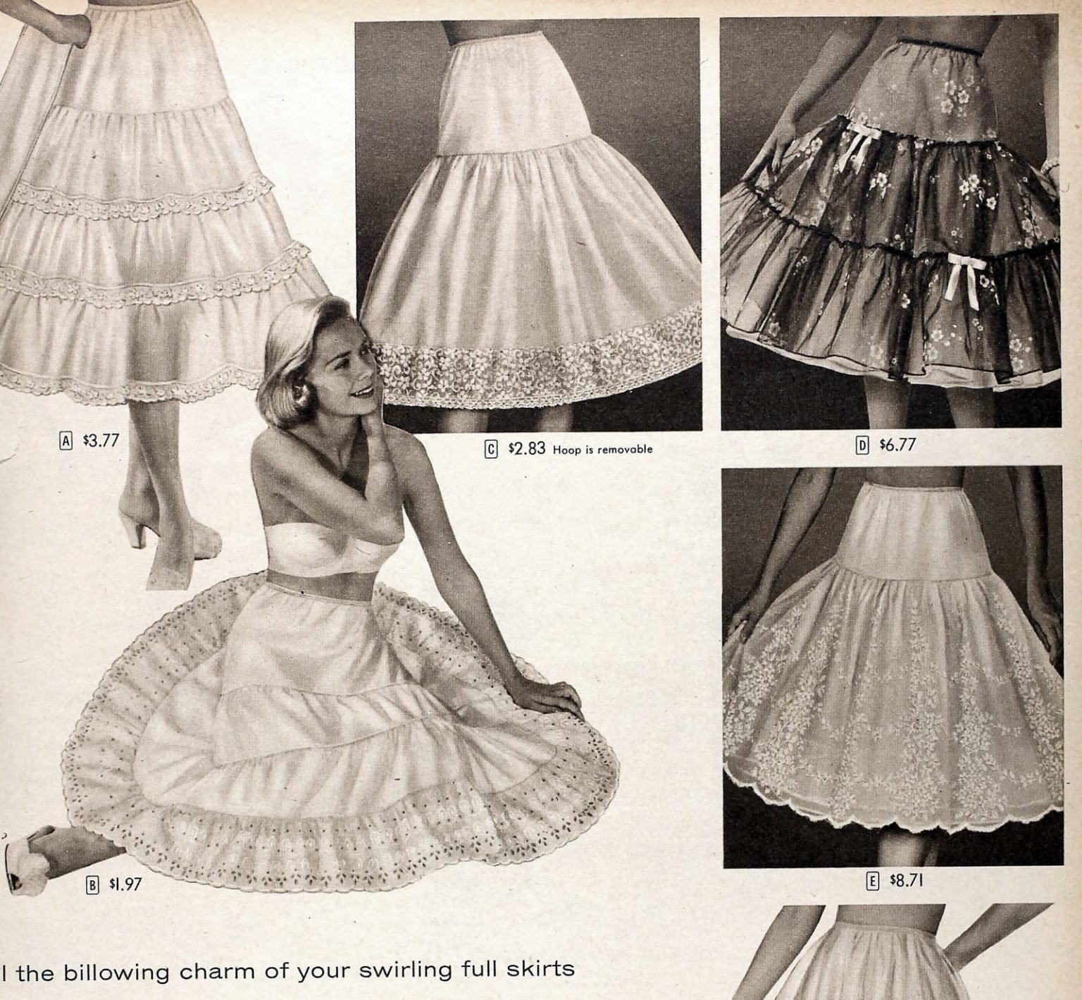 Crinolines & petticoat skirts were big style in the 1950s... and in the 1850s - Click Americana