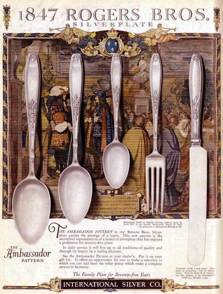 So much silver! See antique sets of 1847 Rogers Bros silver plate cutlery in dozens of patterns ...