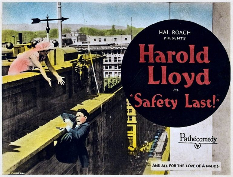Hanging from a clock, Harold Lloyd made movie history in 'Safety Last ...
