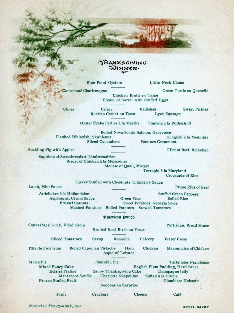 What a vintage Thanksgiving menu looked like before canned cranberry ...