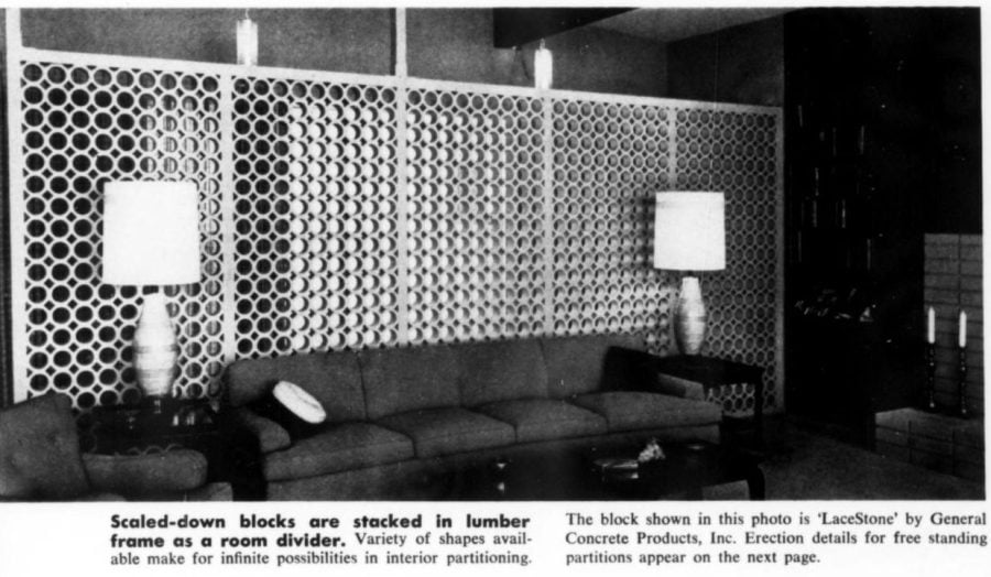 Decorative concrete block offered privacy & light for mid-century ...