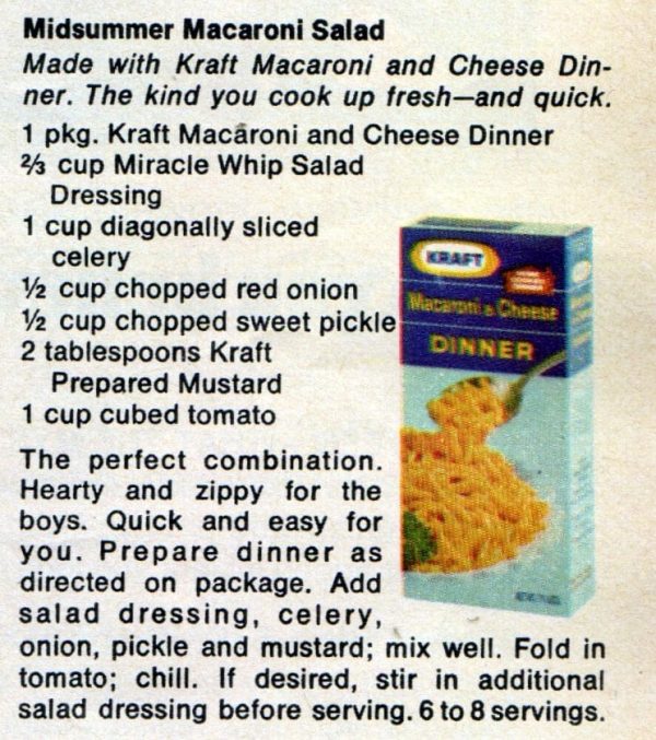Fun summer party menu from 1970 with cheese food, pickles & a side of ...