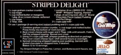 Striped Delight dessert recipe: An easy & delicious classic from 1985 ...