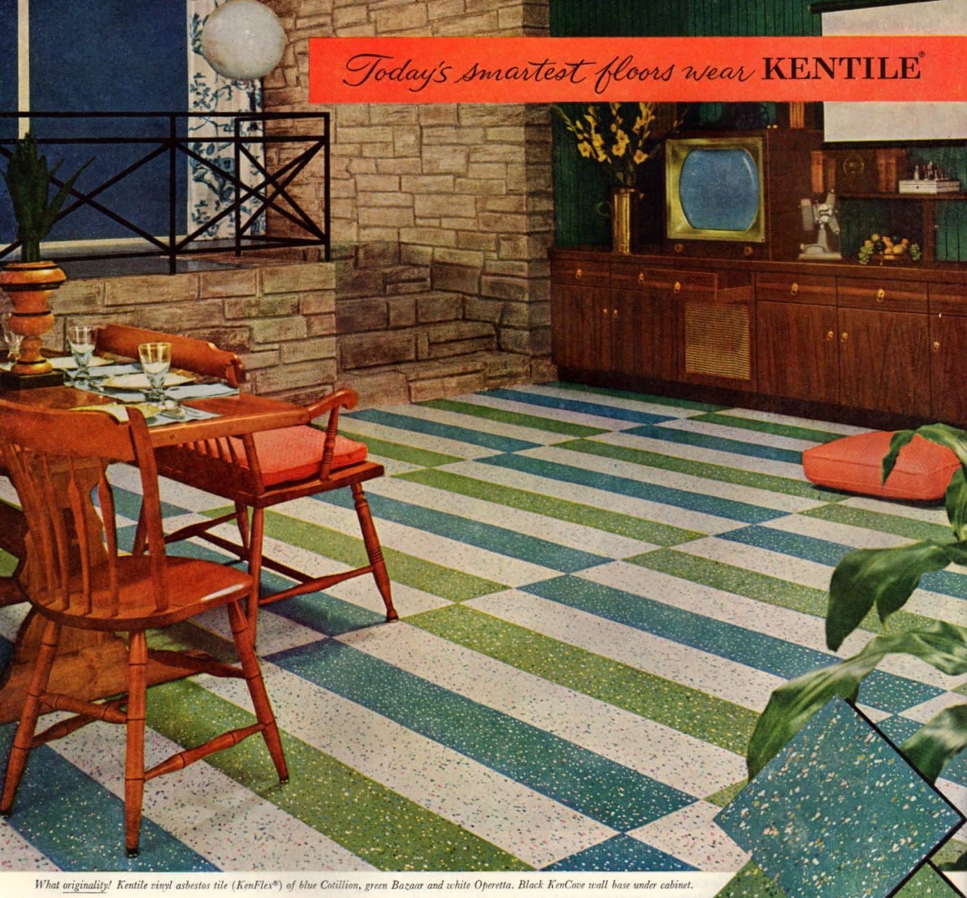 17 striped & checkerboard-patterned floors from 1950s homes - Click ...
