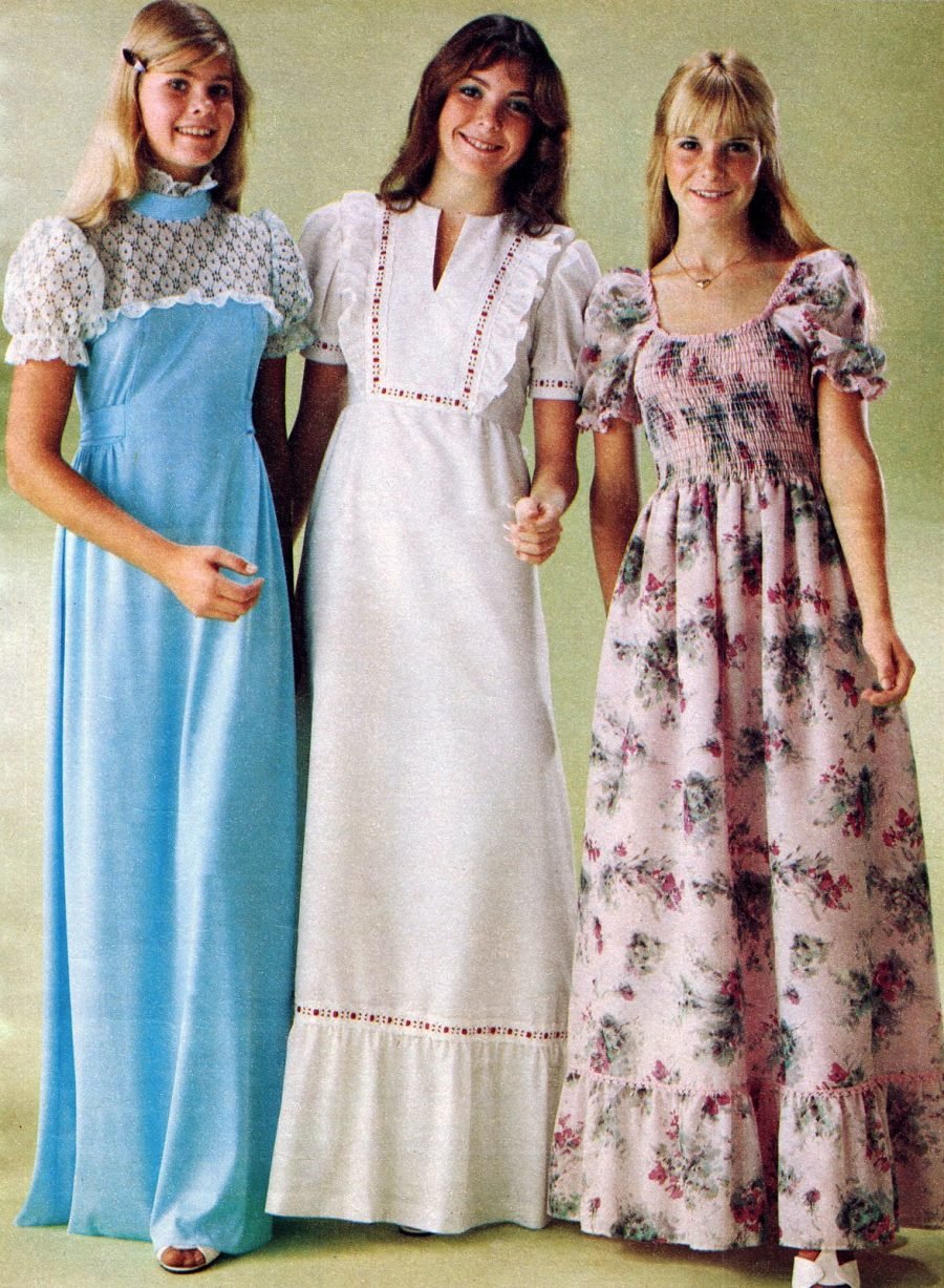 Vintage 70s prom dresses were a feminine fusion of bohemian & chic - Click Americana
