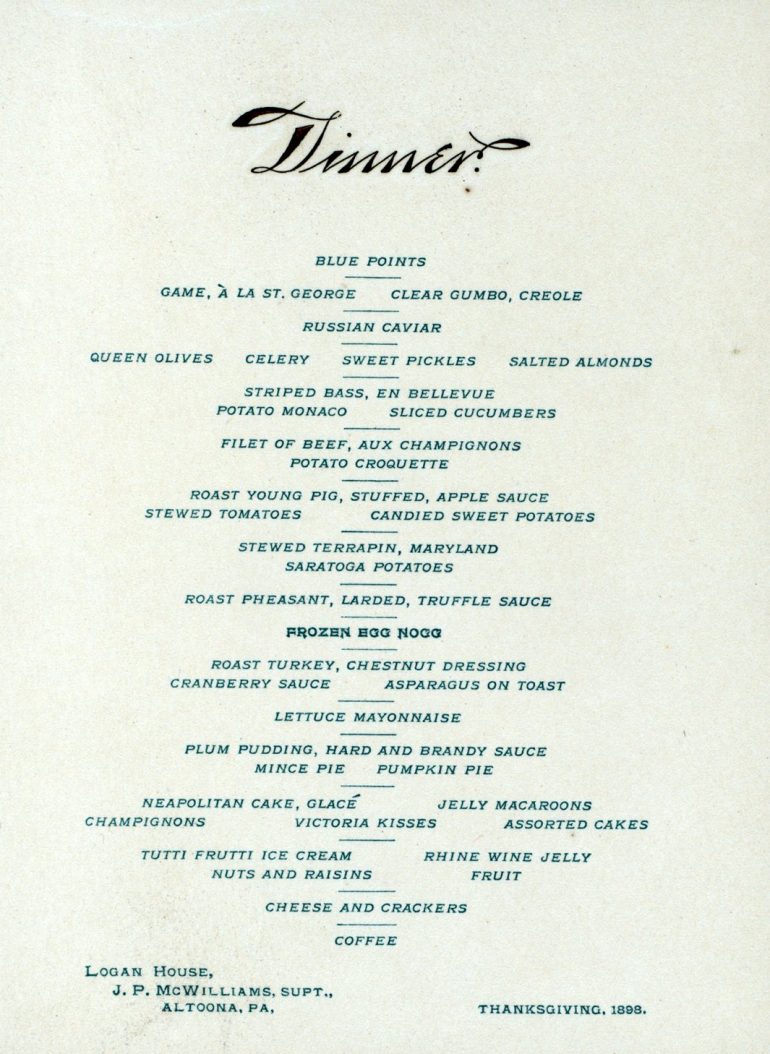 What a vintage Thanksgiving menu looked like before canned cranberry ...
