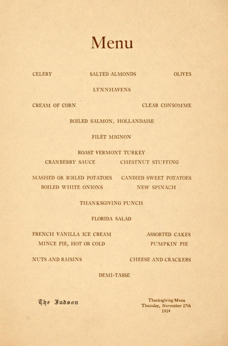 What a vintage Thanksgiving menu looked like before canned cranberry ...