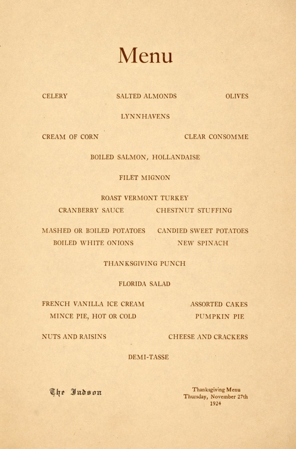 What a vintage Thanksgiving menu looked like before canned cranberry ...