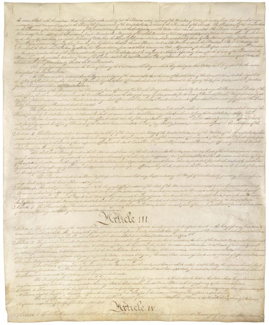 The original US Constitution text: A document that inspired the world ...