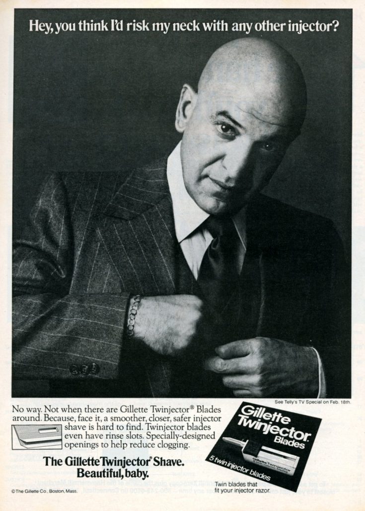 Kojak star Telly Savalas asked, 'Who loves Gillette razors, baby?' - Click Americana