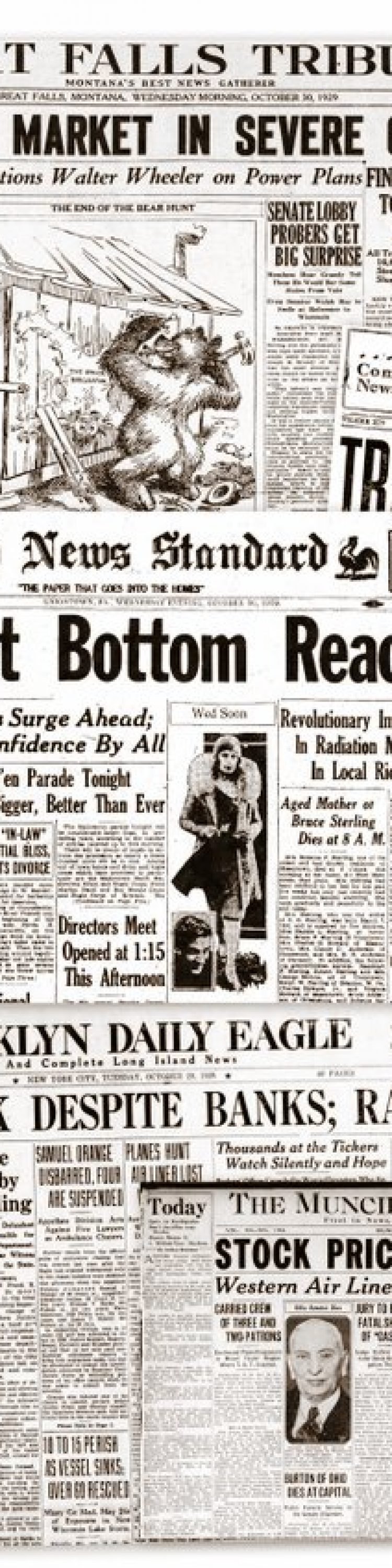 The Great Depression: Newspaper headlines from the 1929 stock market ...