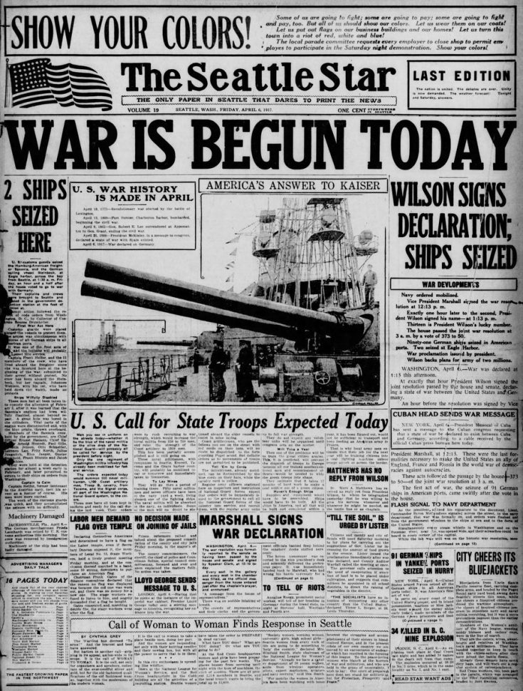 US joins World War I: Headlines declaring war (1917) - Click Americana