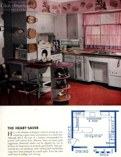 9 colorful mid-century kitchen remodels & retro floorplans from 1954 ...
