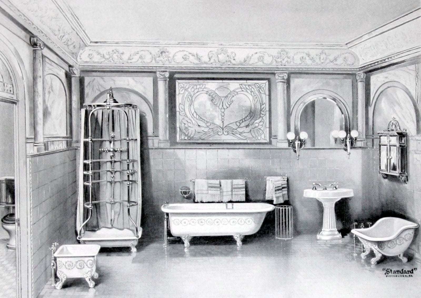 20 elegant antique bathrooms from the 1900s: Sinks, tubs, tile & decor ...