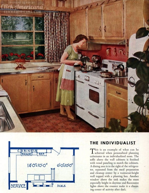 9 colorful mid-century kitchen remodels & retro floorplans from 1954 ...