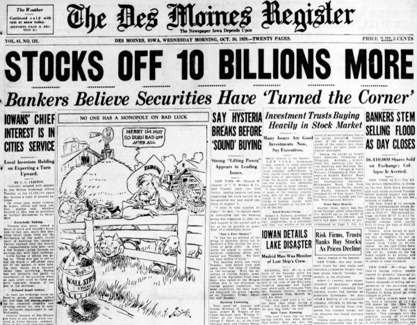 The Great Depression Newspaper Headlines From The 1929