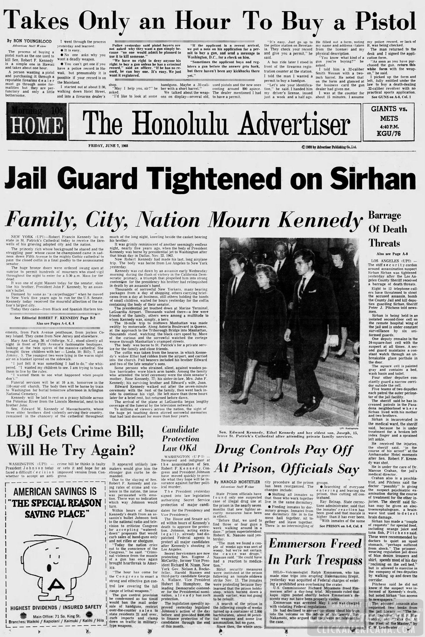 News headlines from when Senator Bobby Kennedy was assassinated (1968 ...