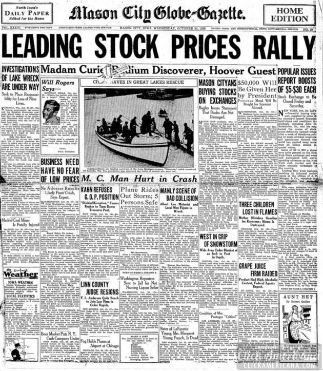 The Great Depression Newspaper Headlines From The 1929