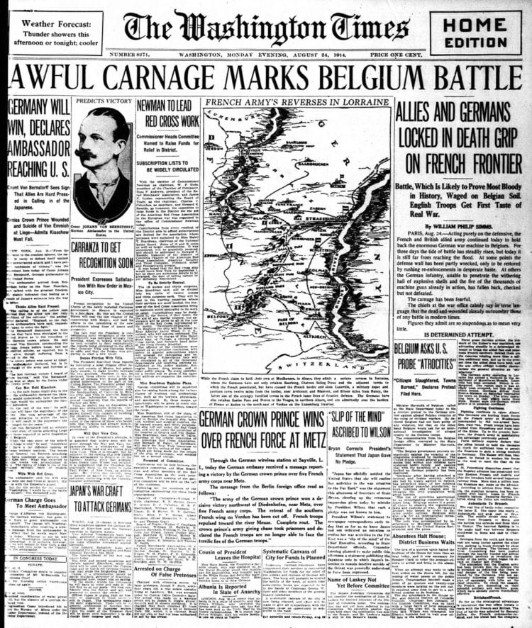 War declared: American newspaper headlines from the very start of WWI ...