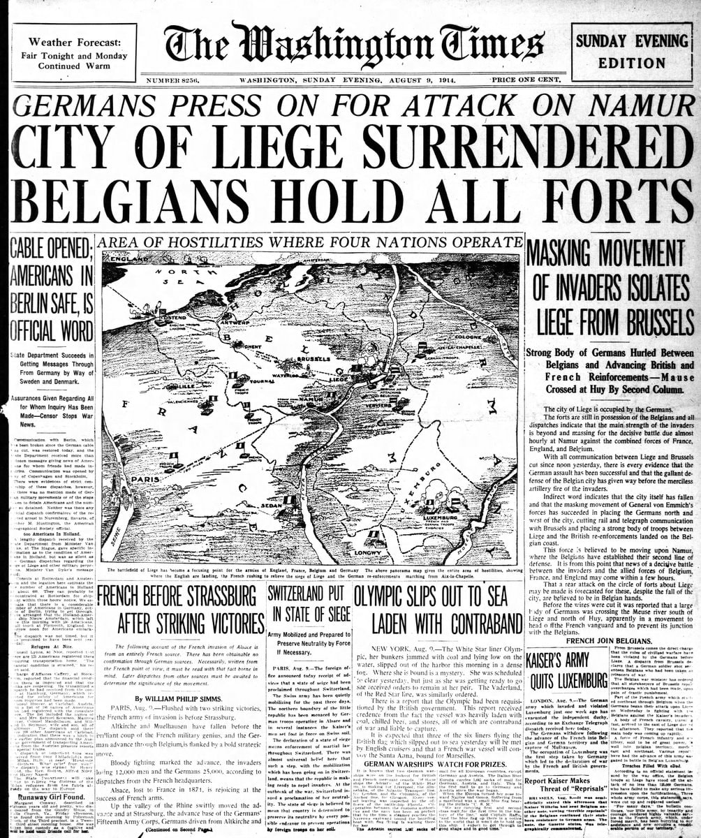 War declared: American newspaper headlines from the very start of WWI ...