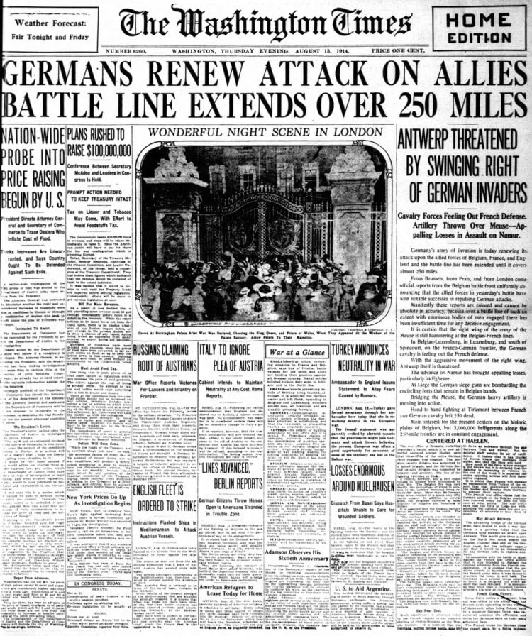 War declared: American newspaper headlines from the very start of WWI ...