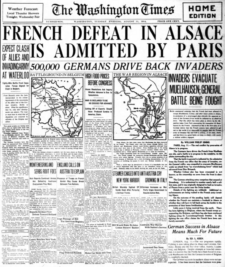 War declared: American newspaper headlines from the very start of WWI ...