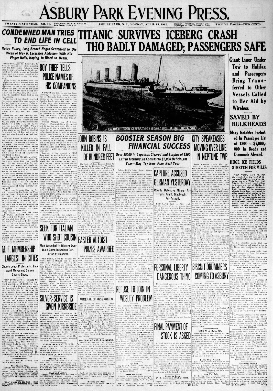 RMS Titanic news: These first stories of the sinking disaster dated ...