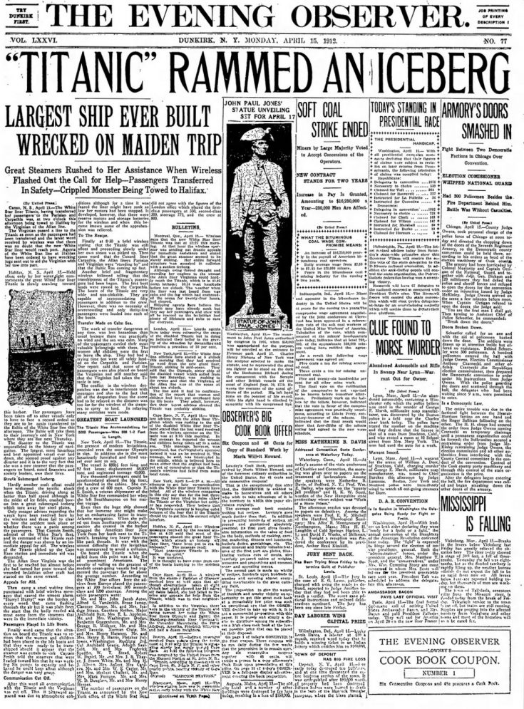 RMS Titanic news: These first stories of the sinking disaster dated ...