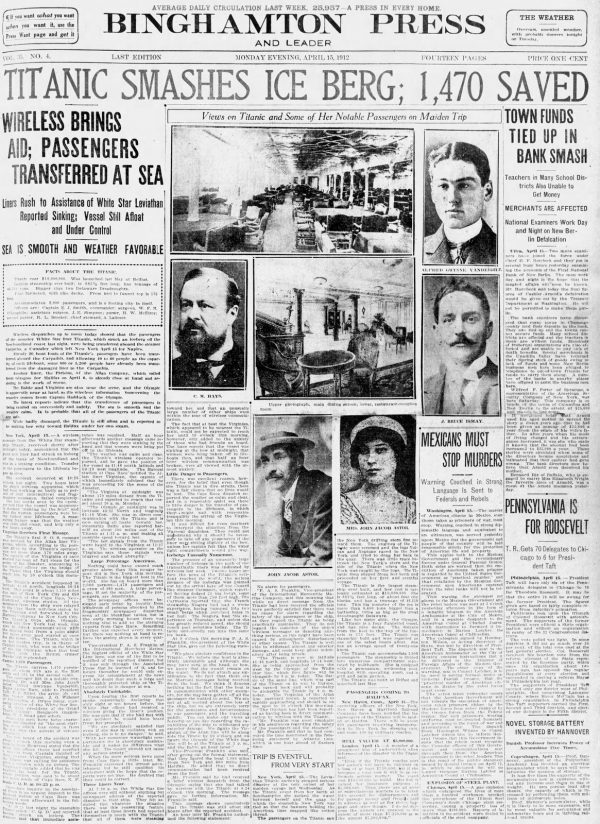 RMS Titanic news: These first stories of the sinking disaster dated ...