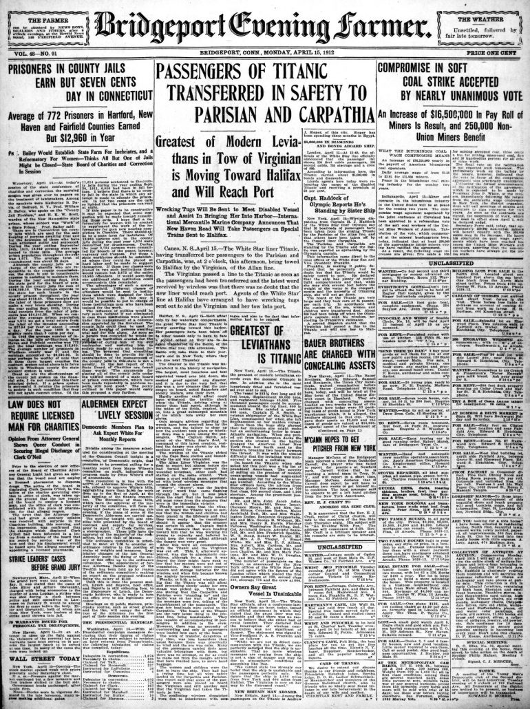 RMS Titanic news: These first stories of the sinking disaster dated ...