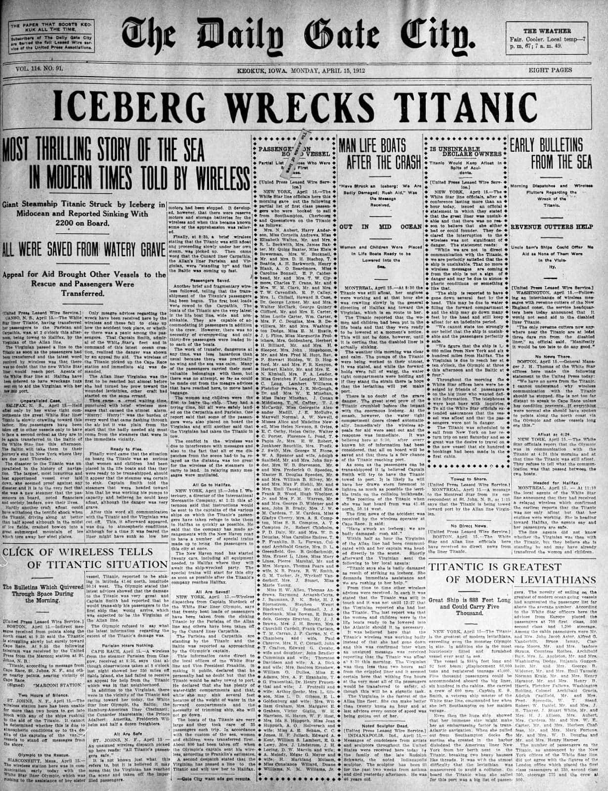 RMS Titanic news: These first stories of the sinking disaster dated ...
