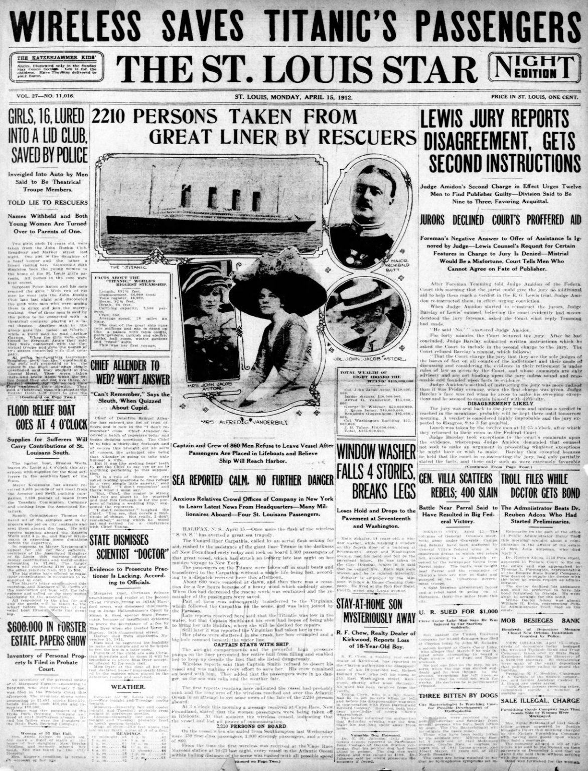 RMS Titanic news: These first stories of the sinking disaster dated ...