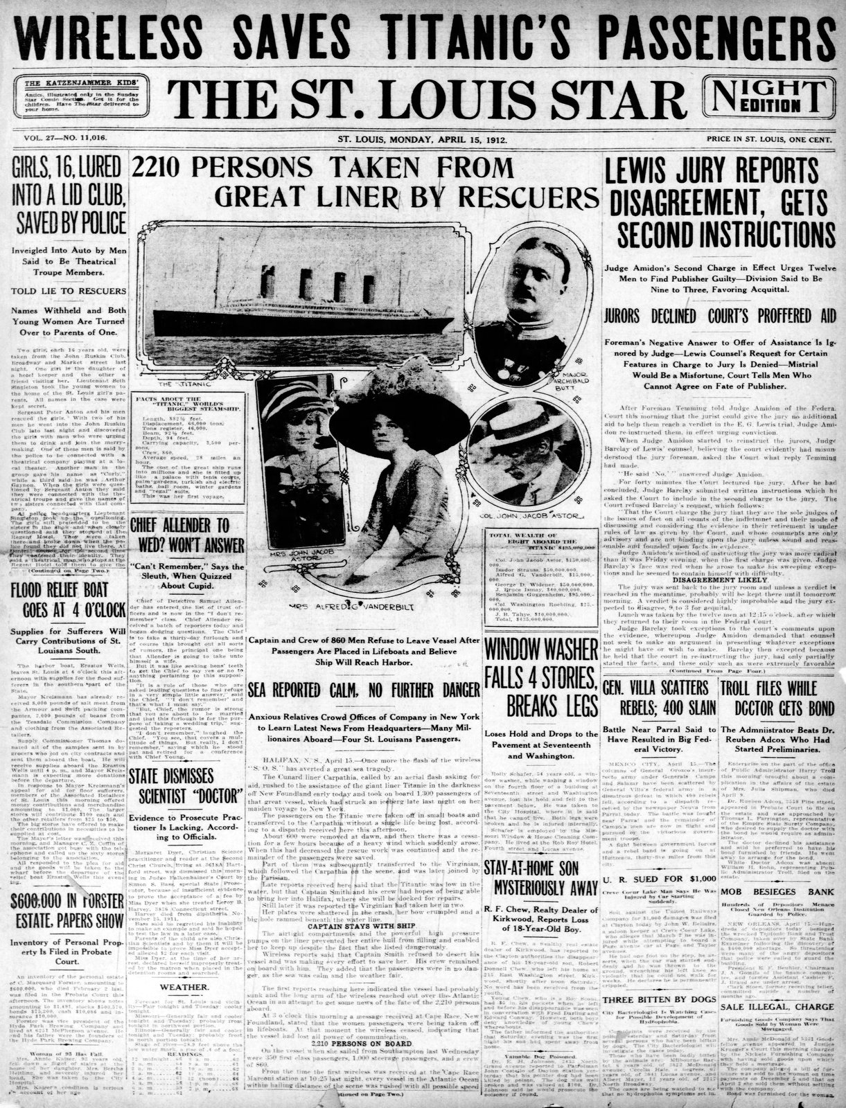 RMS Titanic news: These first stories of the sinking disaster dated ...