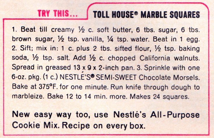 Toll House Marble Squares bar cookies: Get the classic recipe - Click ...