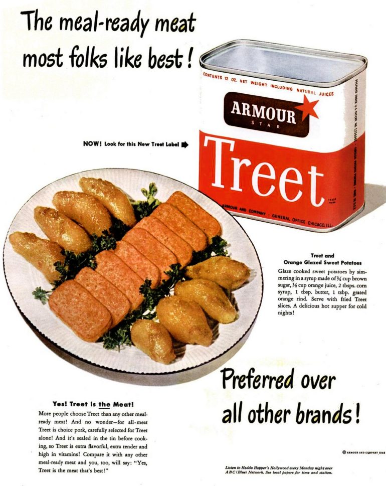 Treet: Spam-like sugar-cured ham from Armour from the 40s & 50s - Click ...